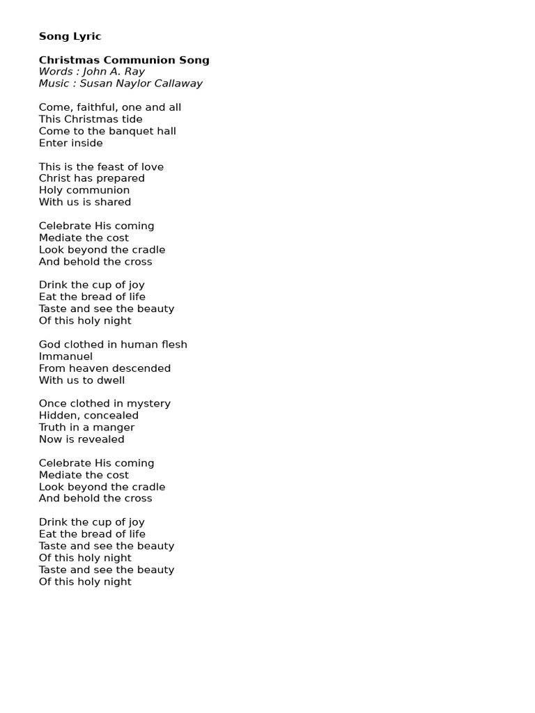 Christmas Communion Song - Song Lyrics | PDF