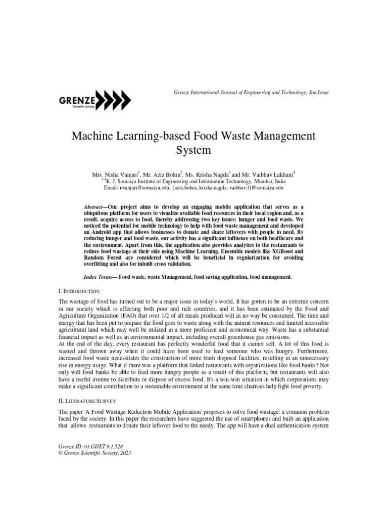 Machine Learning Food Waste App | PDF | Computing