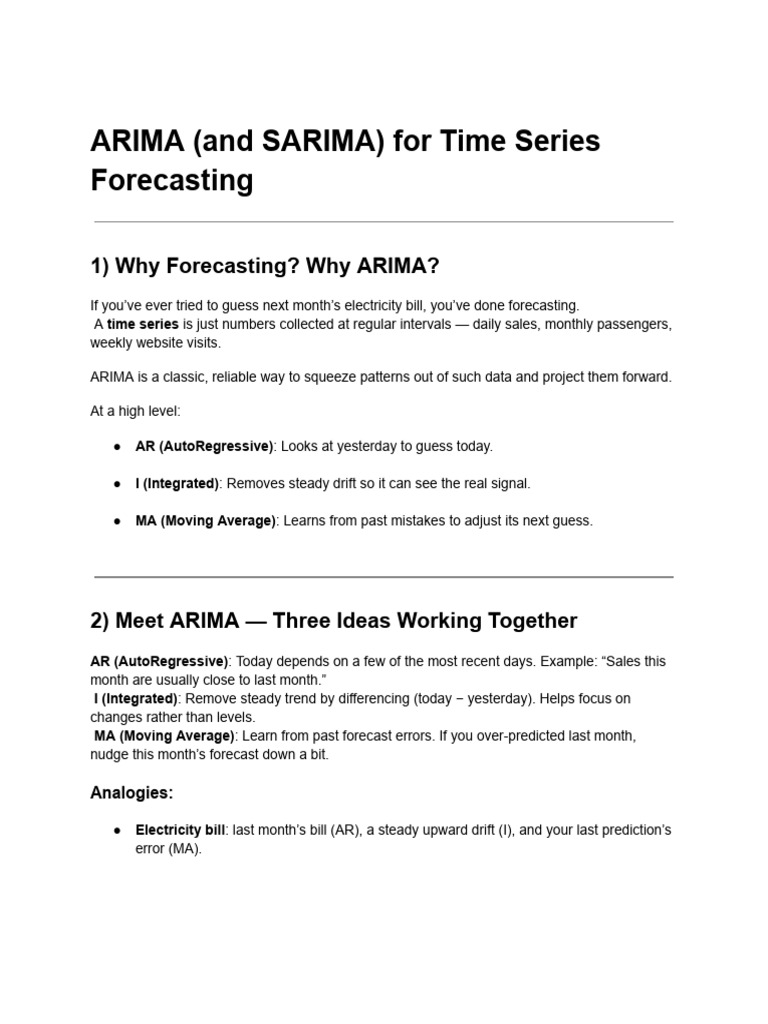 ARIMA & SARIMA Time Series Forecasting | PDF | Autoregressive ...