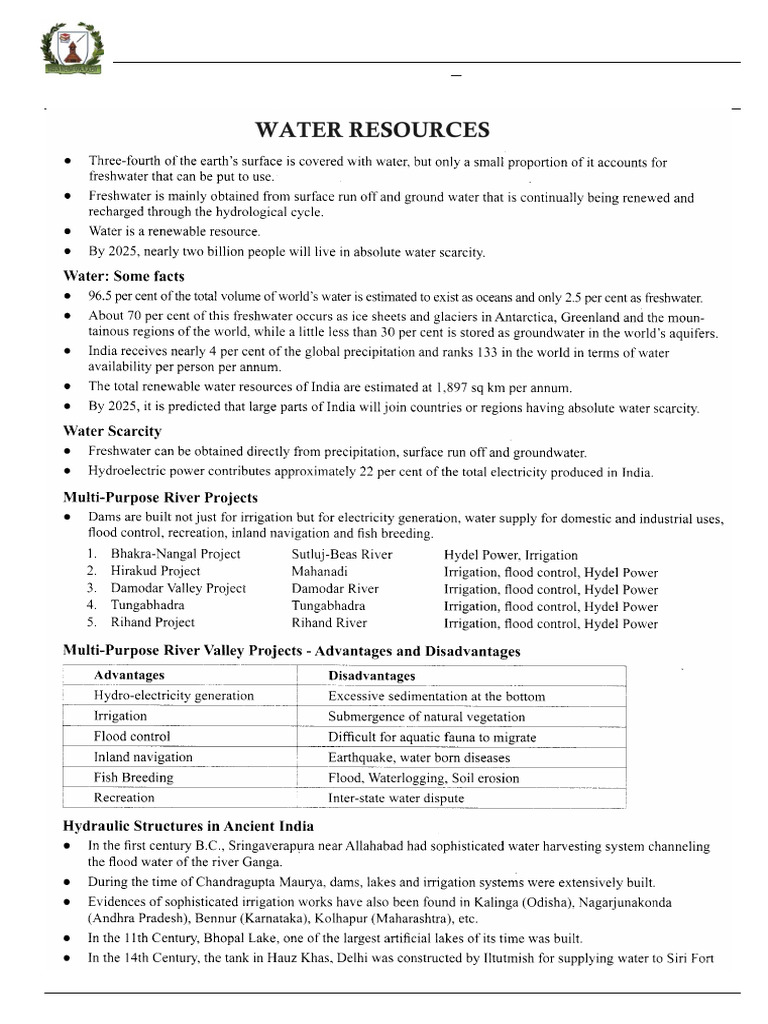 Notes - Water Resources | PDF
