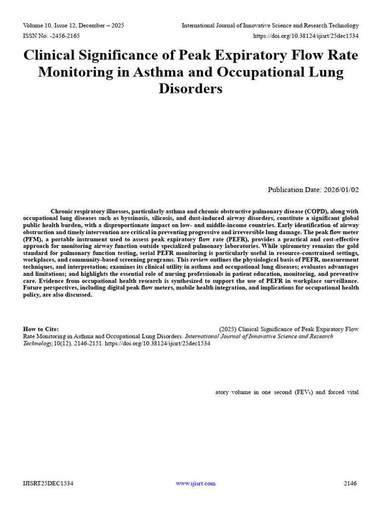 Clinical Significance of Peak Expiratory Flow Rate Monitoring in Asthma ...