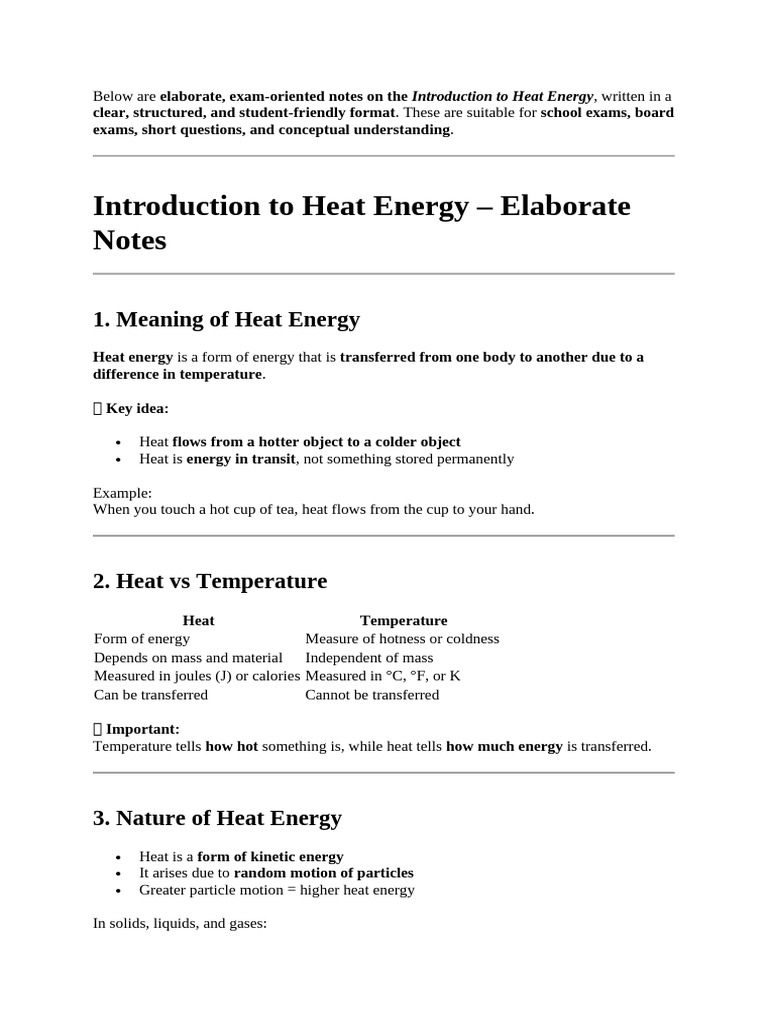 Basic of Heat Energy Summary | PDF | Heat | Latent Heat