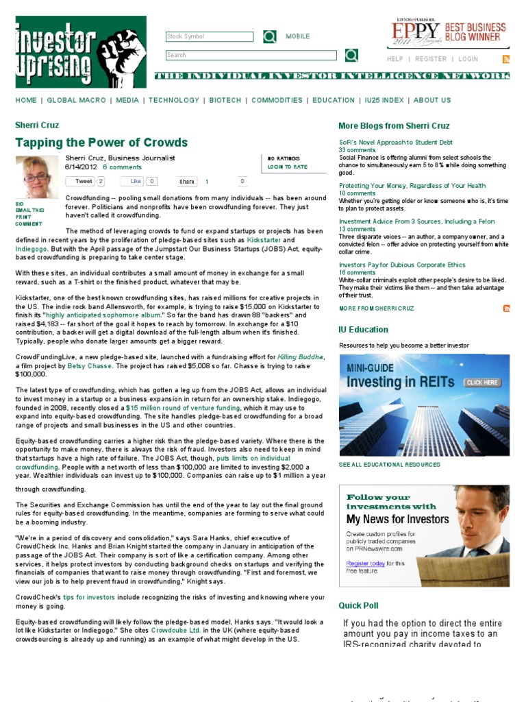 Tapping The Power of Crowds | PDF | Indiegogo | Startup Company