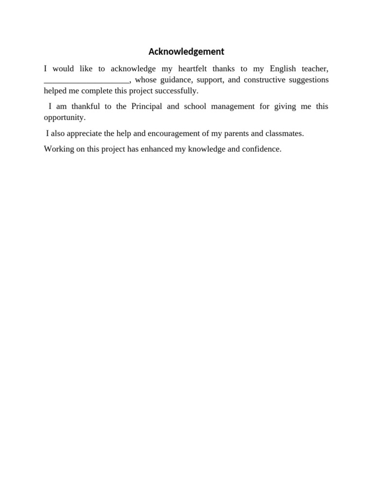 Project Acknoledgement | PDF
