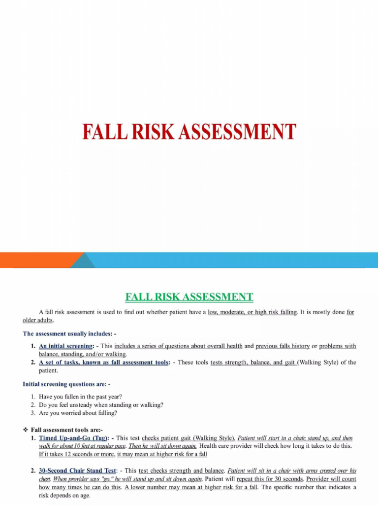 Fall Risk Assessment | PDF