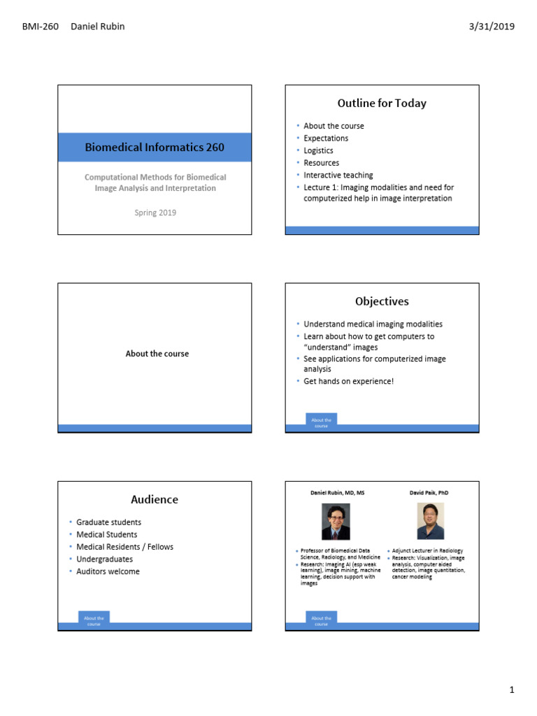 Biomedical Image Analysis Course Overview | PDF | Medical Imaging ...