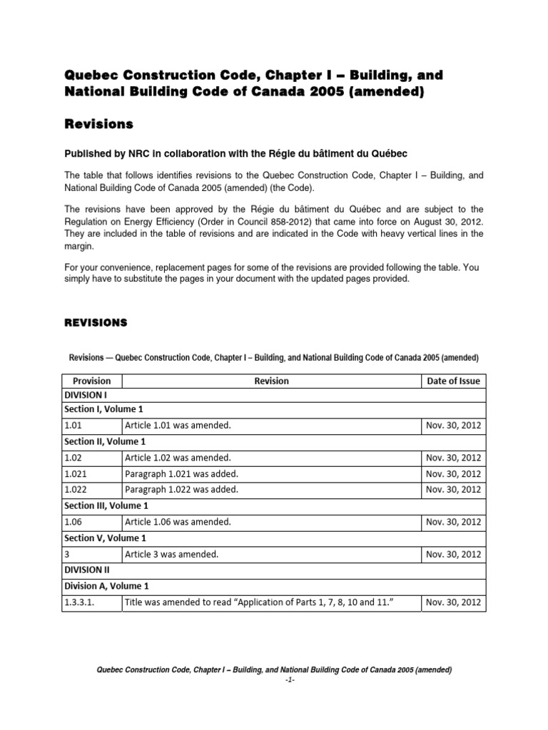 Quebec Construction Code Revisions 2012 | PDF | Ventilation ...
