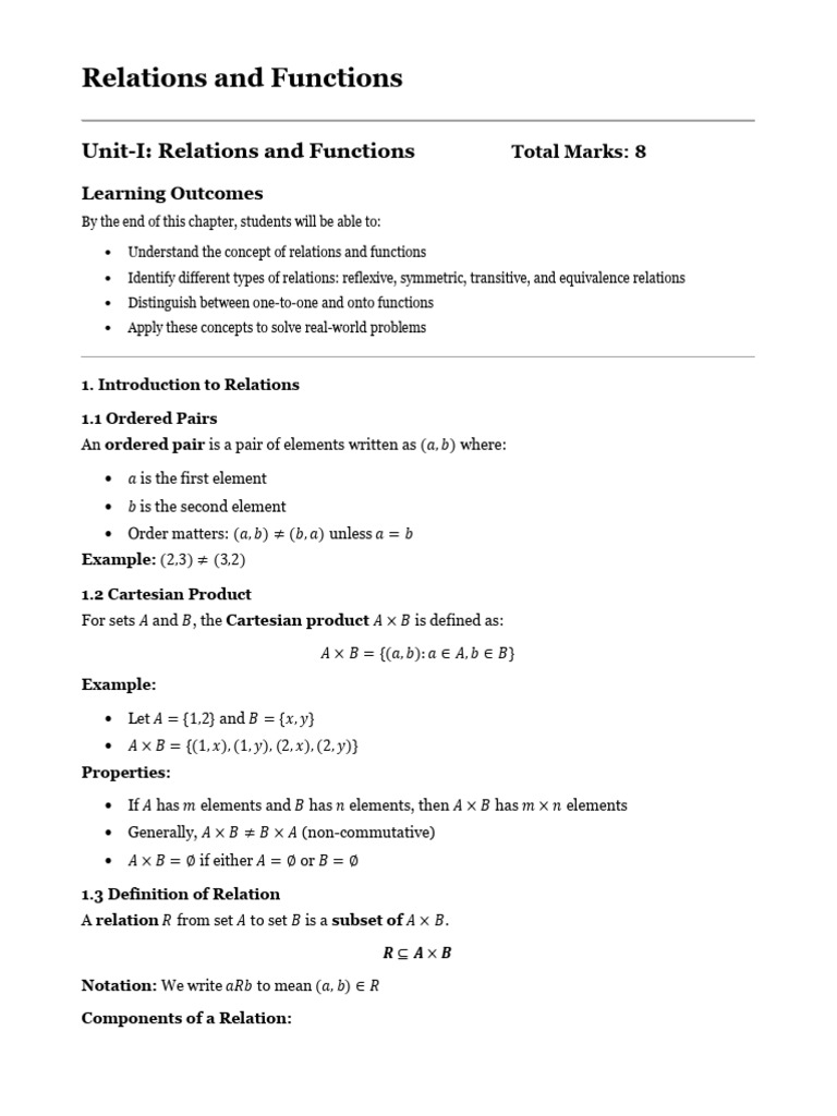 Xii Relation Function Revision Notes | PDF | Function (Mathematics ...
