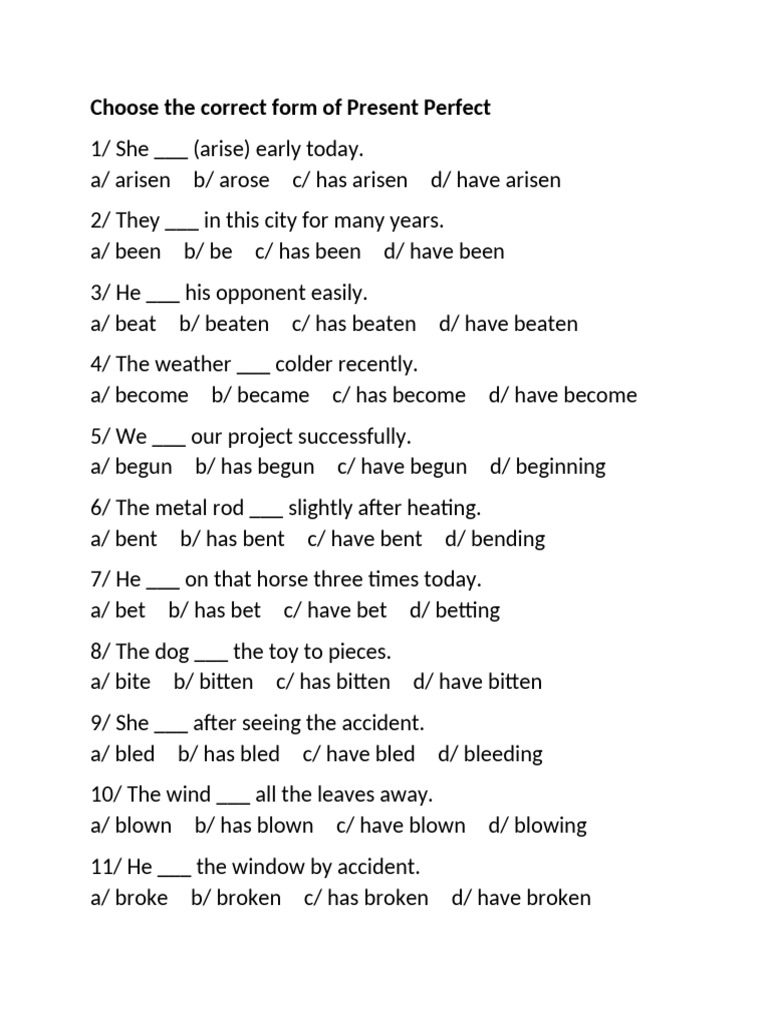 Exercise of First Pic of Present Perfect 01 | PDF