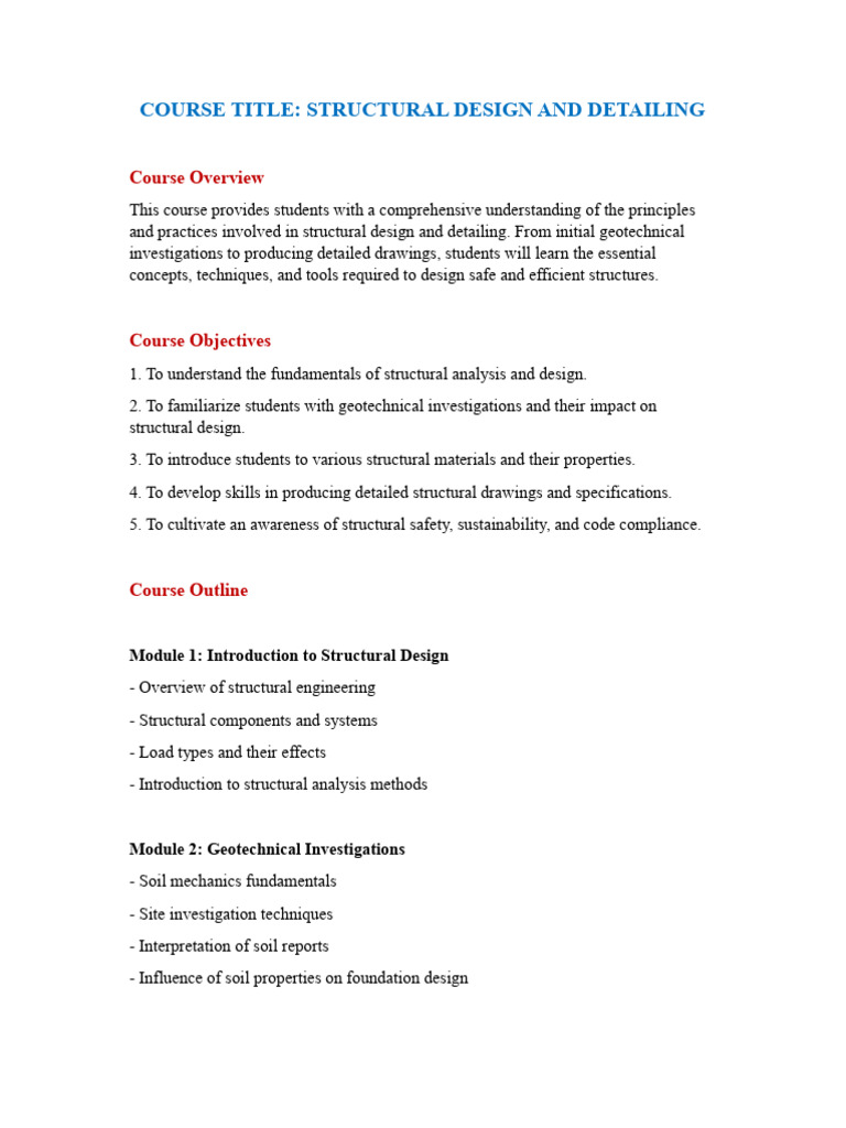 Structural Design and Detailing Course | PDF | Structural Analysis ...