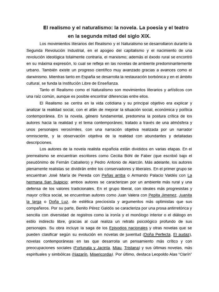 1 Realismo y Naturalismo | PDF | Realismo literario