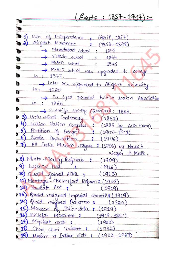 1857 to 1947 Events Important for All Exams ... | PDF