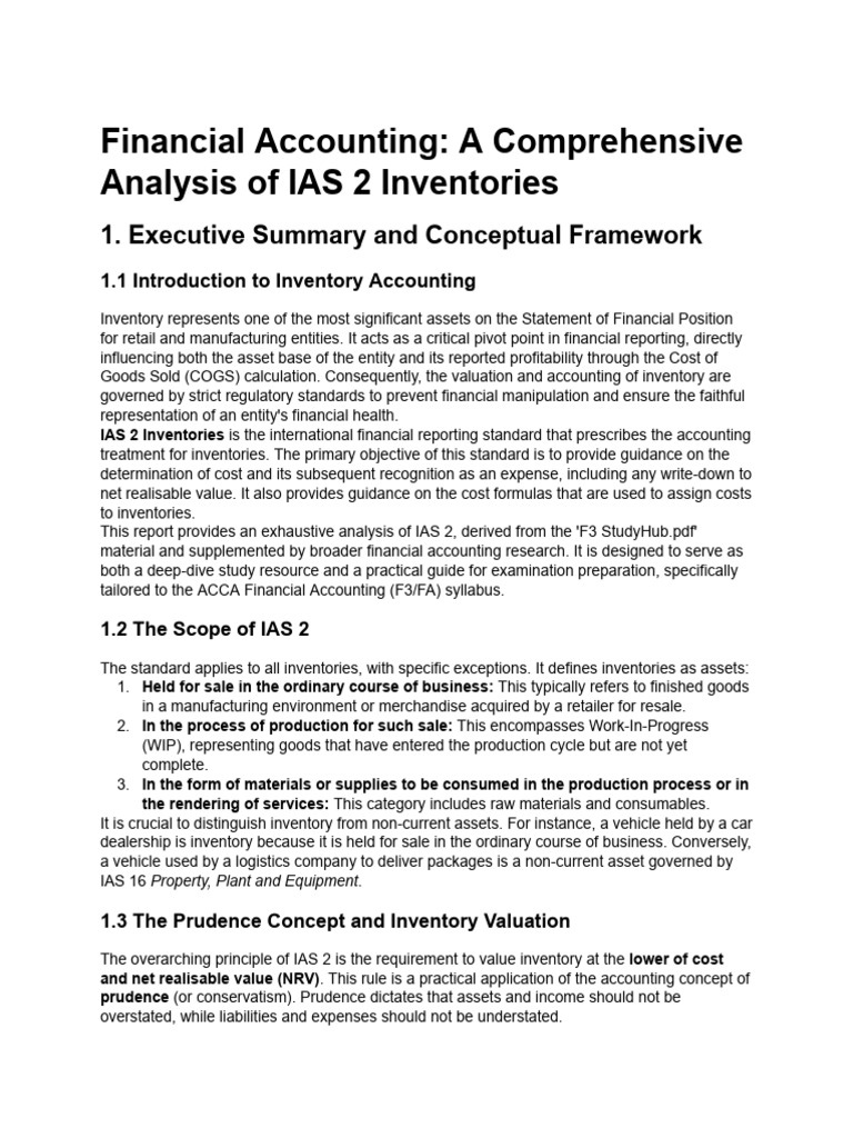 IAS 2 Inventory Study Notes and Questions | PDF | Inventory | Cost Of ...