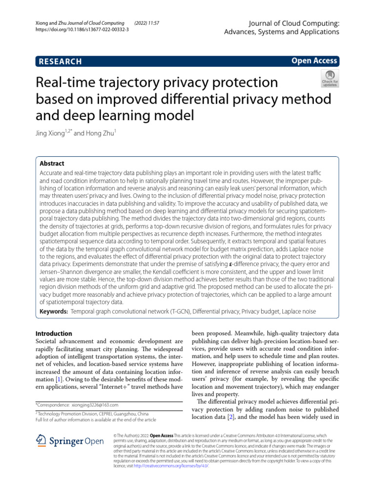 Real-Time Trajectory Privacy Protection Based On Improved Differential ...