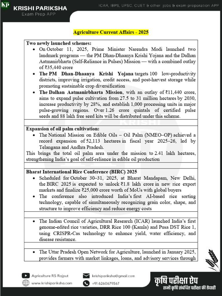 2025 Agriculture Schemes and Innovations | PDF | Agriculture