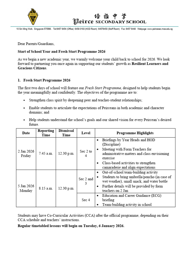 Fresh Start Programme 2026 Overview | PDF | Parenting | Learning