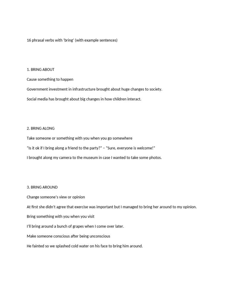Phrasal Verbs With Bring | PDF