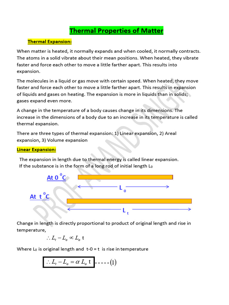Thermal Properties of Matter Explained | PDF | Thermal Expansion | Heat ...