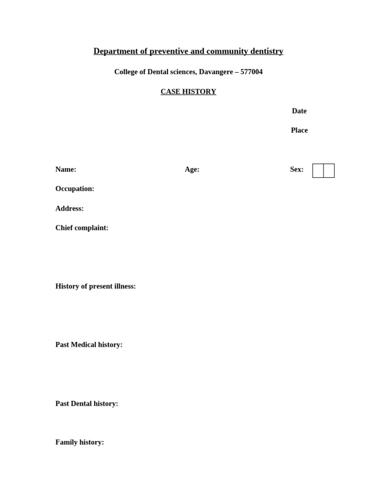 Case History Proforma | PDF
