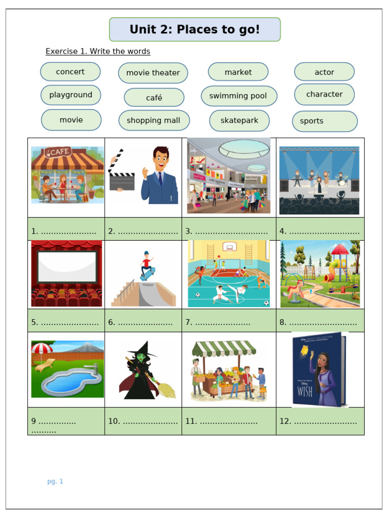 Places to Go: Vocabulary and Exercises | PDF