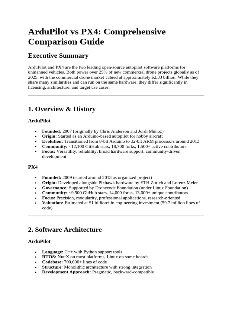 ArduPilot vs PX4: Key Differences Explained | PDF | Computer ...