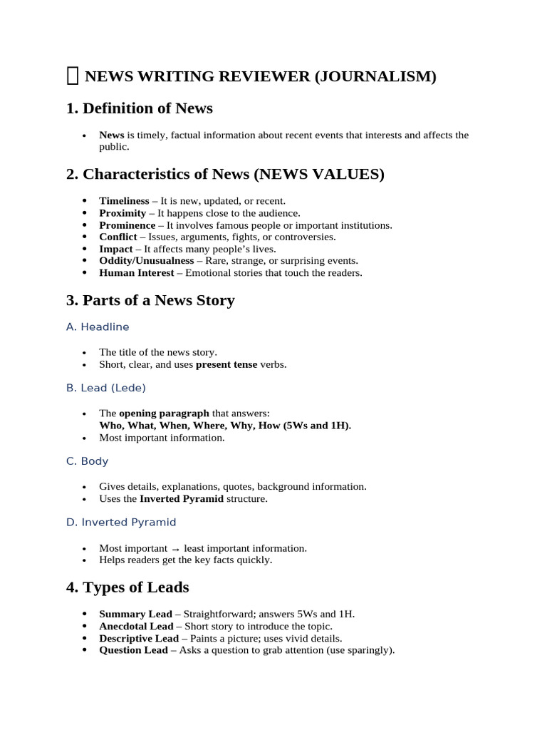 Journalism Contest Reviewer | PDF | News | Human Communication