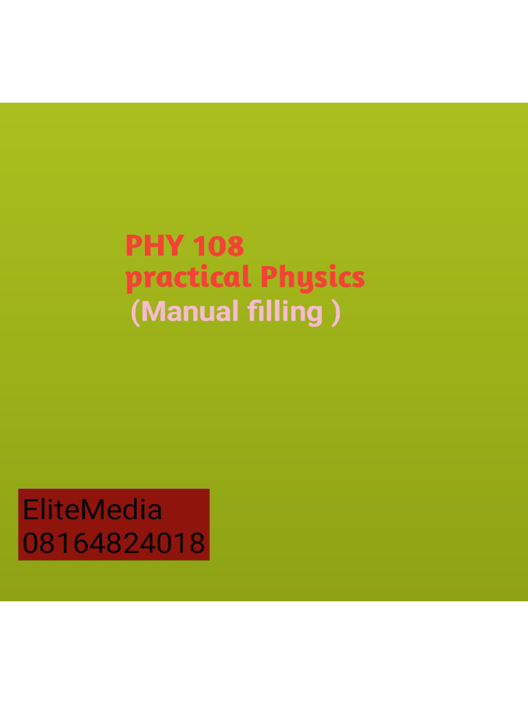 Physics 108 Manual Filling (EliteMedia) | PDF