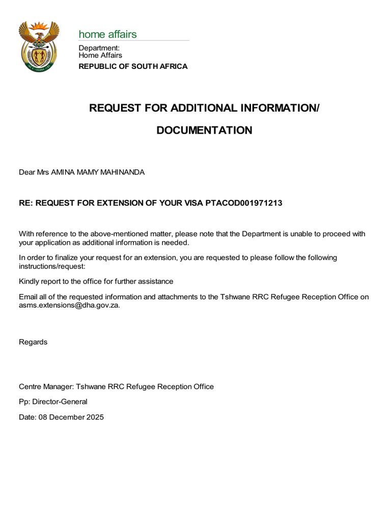 Additional Information Letter | PDF