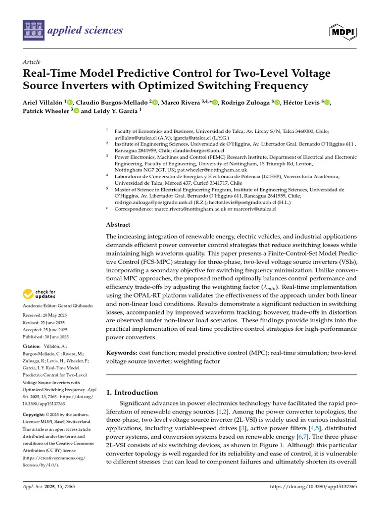 Real-Time Model Predictive Control For Two-Level Voltage Source ...