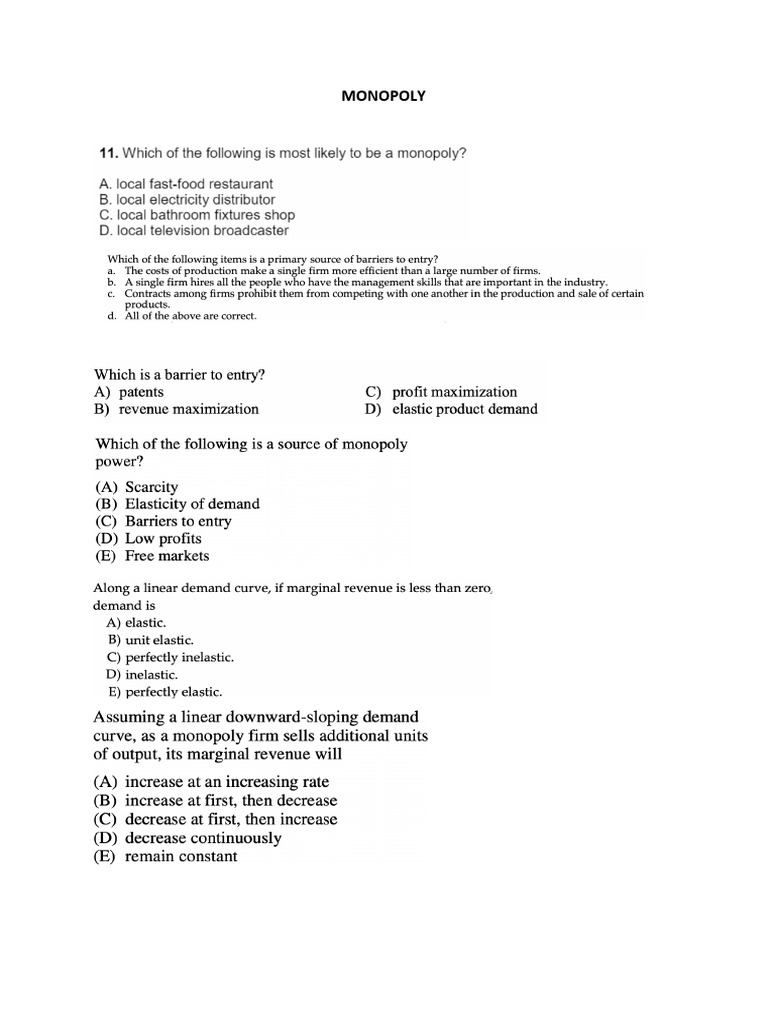 8.monopoly Questions | PDF