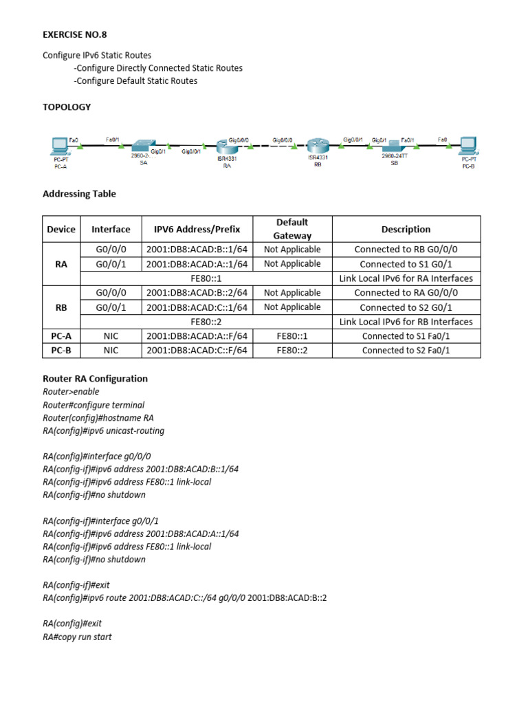 IPv6 Static Routes | PDF | I Pv6 | Computer Engineering