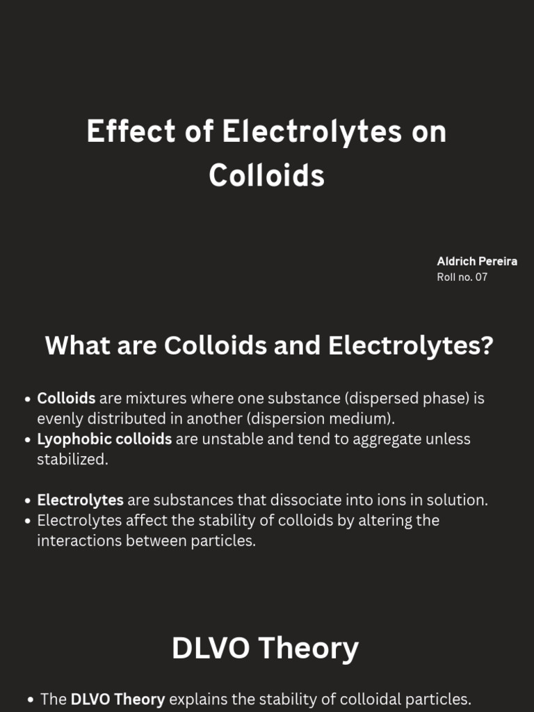 The Importance of Electrolytes | PDF | Colloid | Chemistry