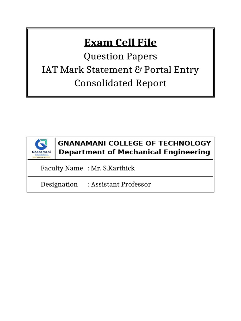 Exam Cell File | PDF