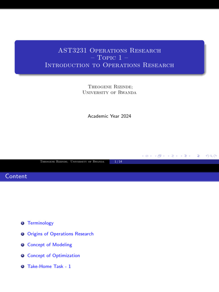 Topic 1 - Introduction1 To OR | PDF | Mathematical Optimization ...