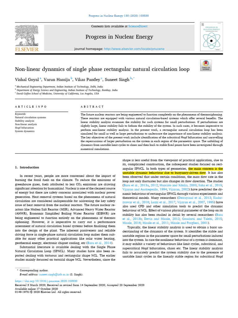 Non-Linear Dynamics of Single Phase Rectangular Natural Circulation ...