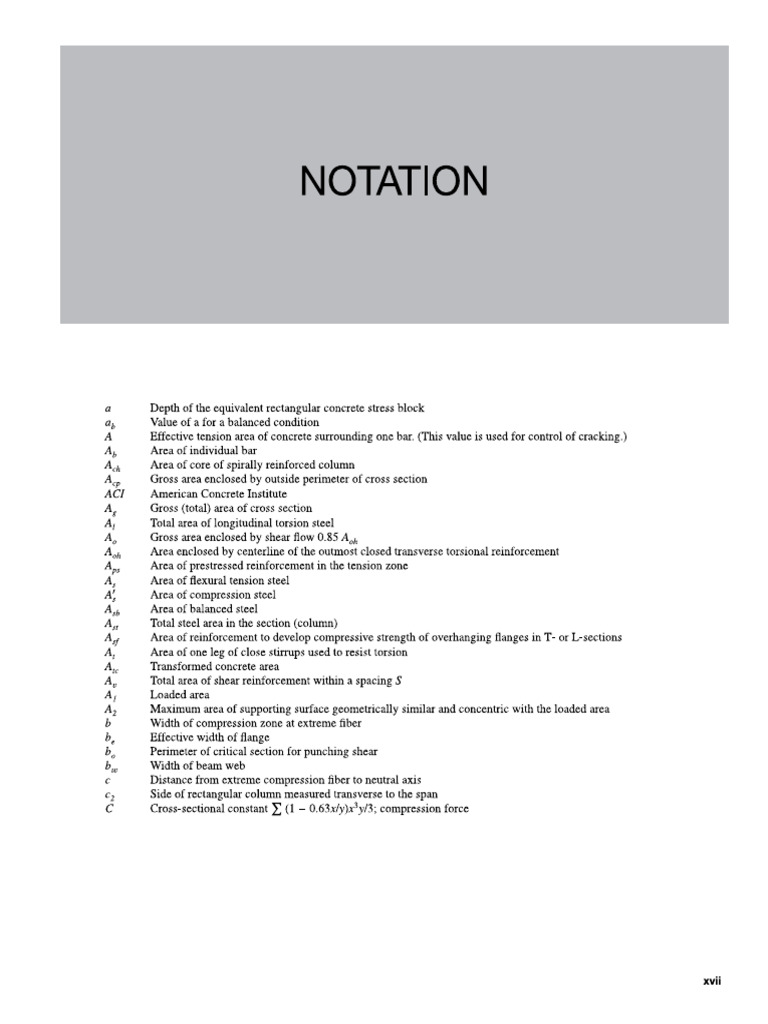 Structural Concrete Notation | PDF