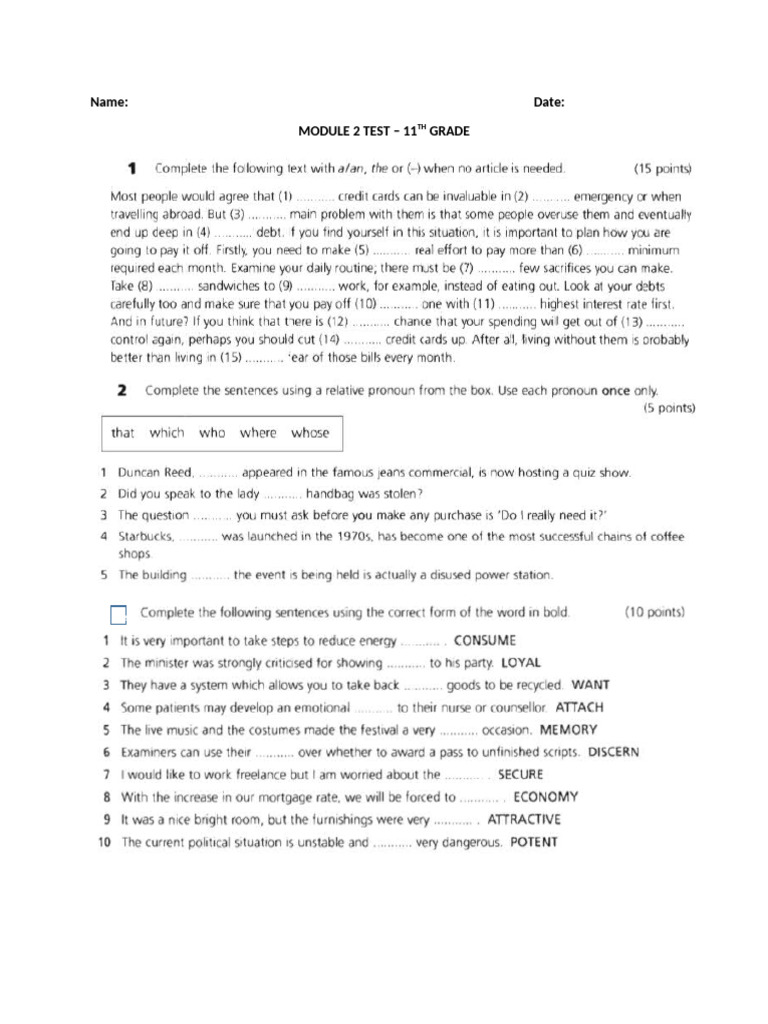 11th Grade Environmental Article Test | PDF