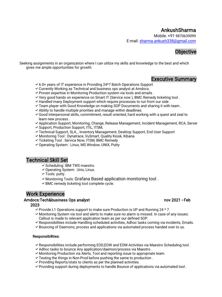 Ankush Resume 1719815472189 Ankush Sharma | PDF | Computer Science ...