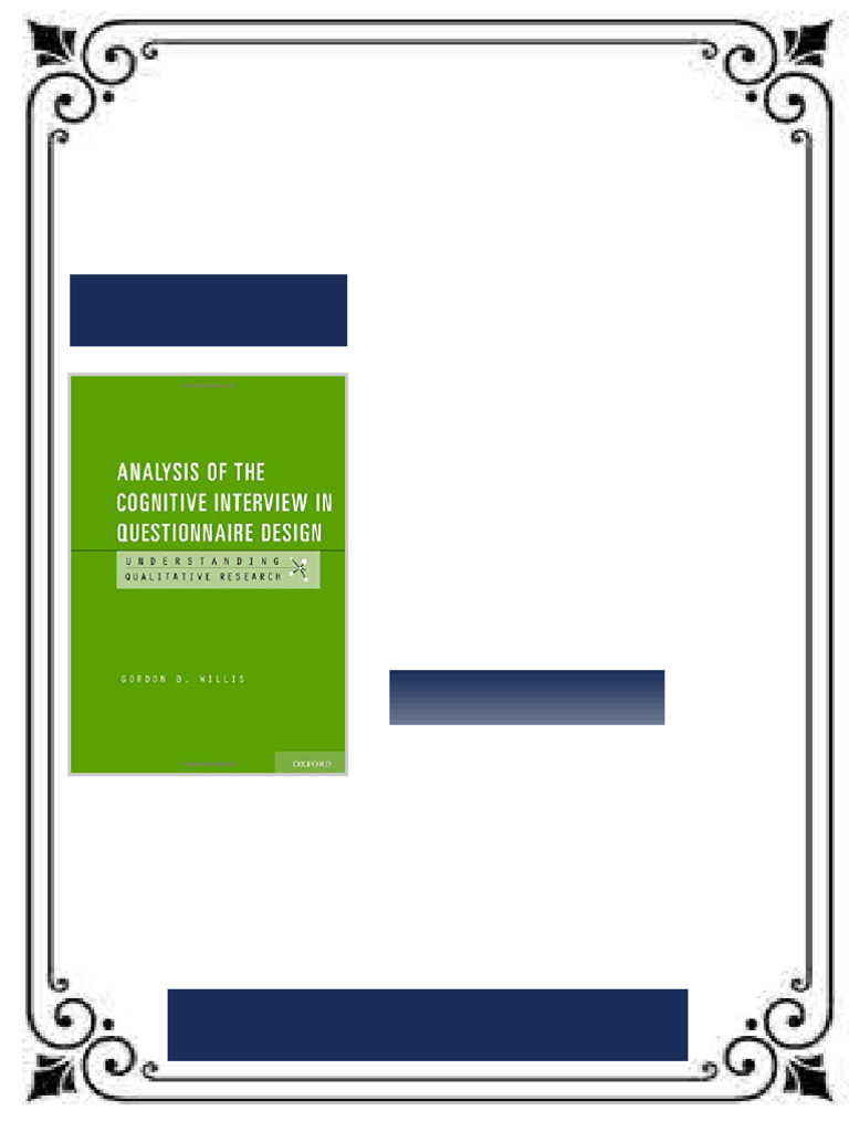 Analysis of the Cognitive Interview in Questionnaire Design 1st Edition Gordon B. Willis ebook ...