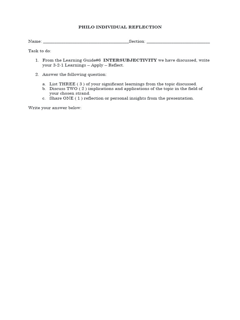 Philo Individual Reflection LG6 (4 Files Merged) | PDF | Phenomenology ...