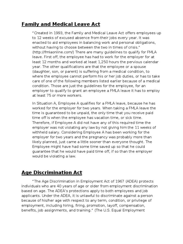 Labor and Employment Law | PDF | Family And Medical Leave Act Of 1993 ...
