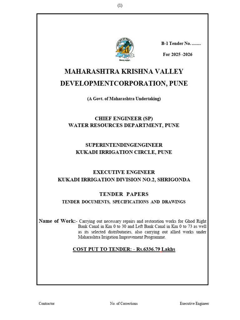 Maharashtra Canal Repair Tender 2025-2026 | PDF | Dam | Joint Venture