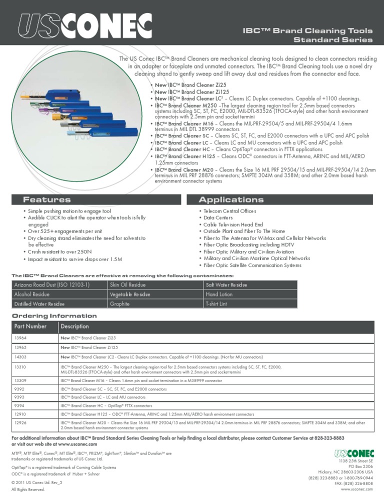 IBC Brand Cleaners Spec Sheet | PDF | Electrical Connector | Electrical ...