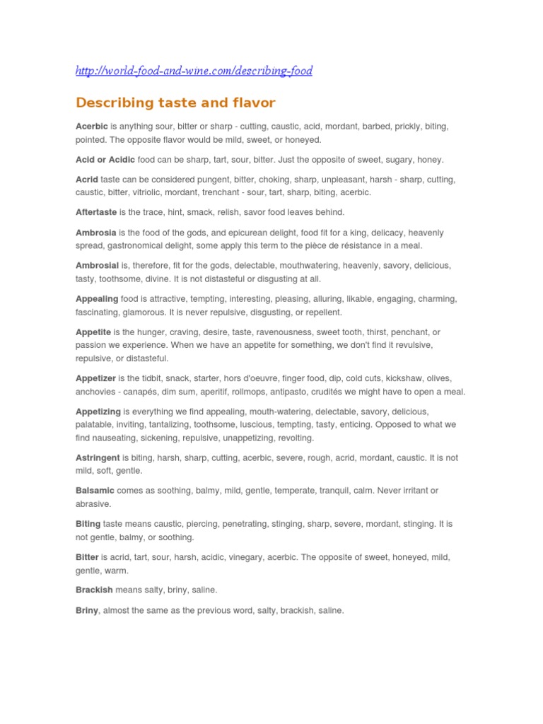 Describing A Flavor | PDF | Taste | Flavor