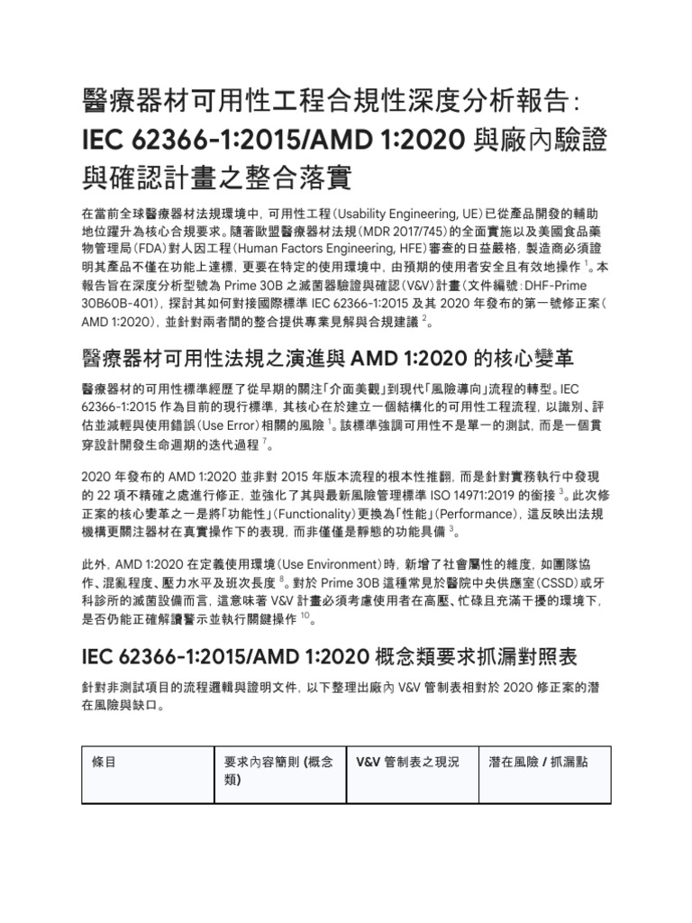V&v Plan 與 Iec 62366-1 對照 | PDF