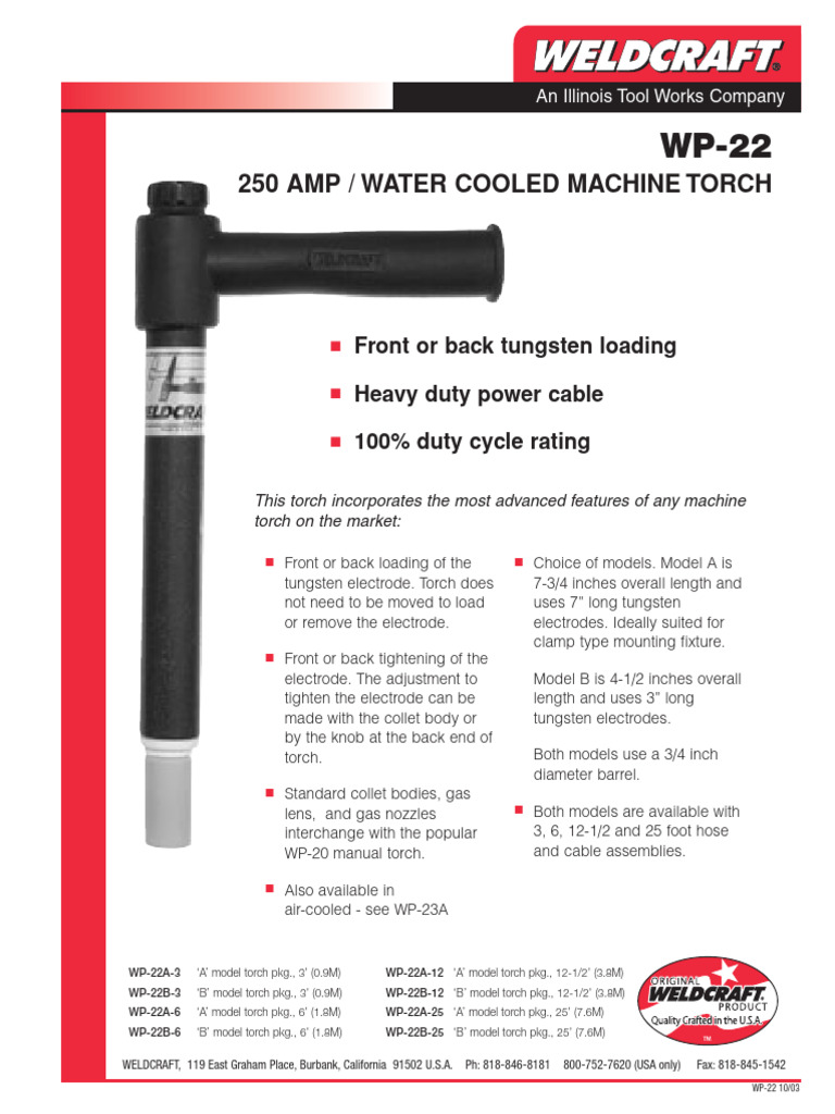 WP-22 Water Cooled Machine Torch | PDF