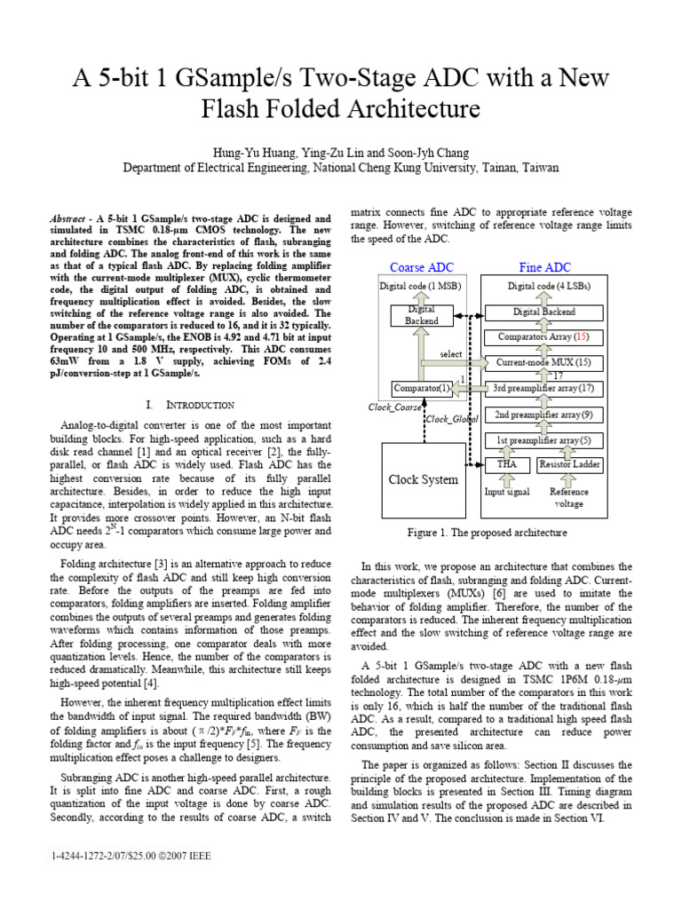 5-Bit 1 GSample/s ADC with Flash Folding | PDF | Analog To Digital ...