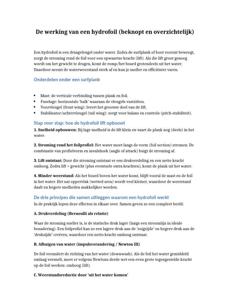 Werking Hydrofoil Opnieuw | PDF