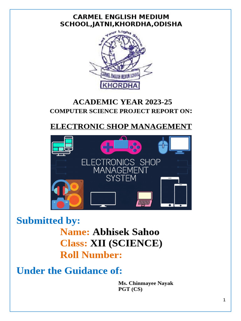 Electronic Shop Management Project Report | PDF | Software Testing ...