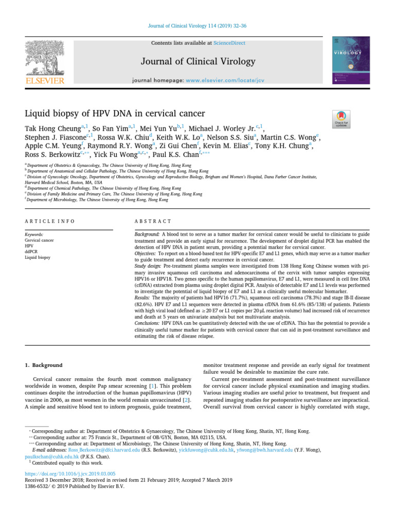 Liquid Biopsy for HPV in Cervical Cancer | PDF | Cervical Cancer | Cancer